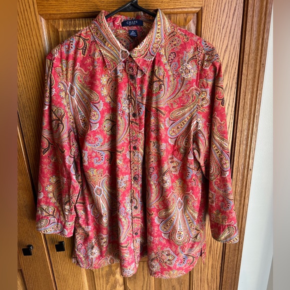 Chaps | Tops | Chaps By Ralph Lauren Woman X Red Paisley Classic Button ...